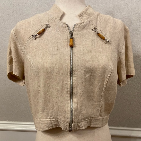 dawn joy fashions | Tops | Vintage Dawn Joy Fashions Linen Blend Zip ...